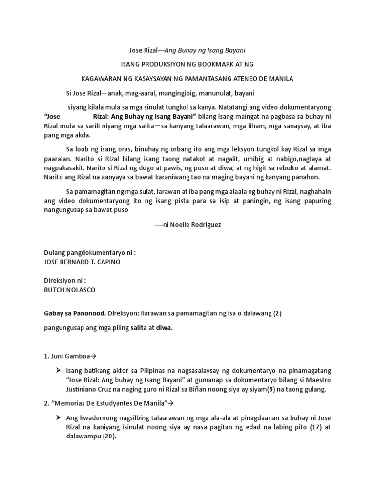 Assign02'Ang Buhay NG Isang Bayani' | PDF