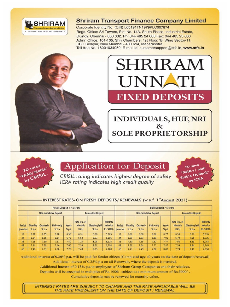 Shriram_Unnathi_2021_FD_Individuals,_HUF,_NRI_&_Sole_Plate_19-10-2021_6_Pages | PDF