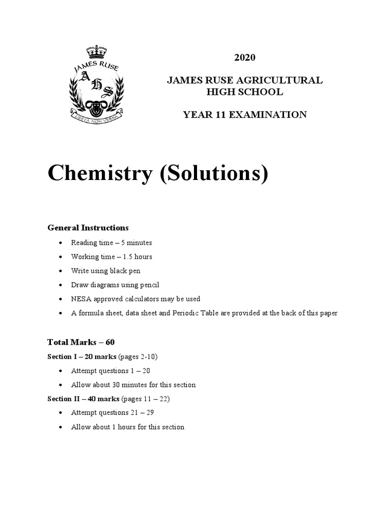 2020 Yearly Exam Solutions | PDF | Chemical Reactions | Hydrochloric Acid 2020 Yearly Exam Solutions | PDF | Chemical Reactions | Hydrochloric Acid