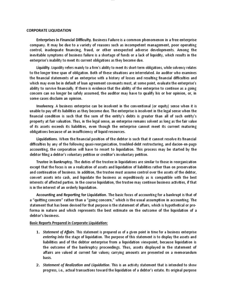 5 Corporate Liquidation | PDF | Bankruptcy | Liquidation
