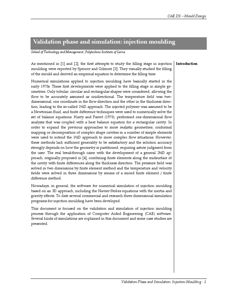 Validation Phase and Simulation Injection Moulding | PDF | Casting ...