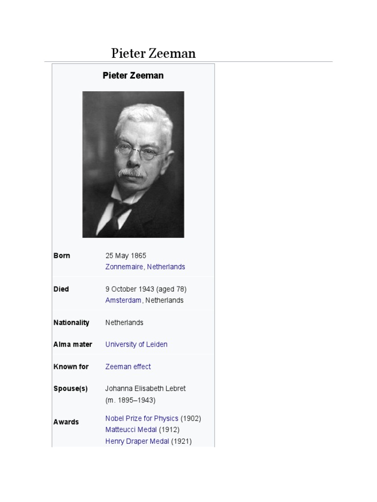 Physics Enthusiasts: Zeeman's Legacy | PDF