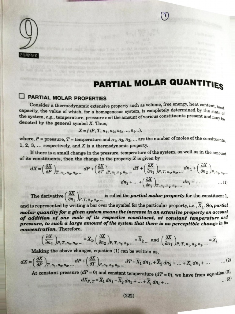 Understanding Partial Molar Properties | PDF | Gibbs Free Energy | Mole ...