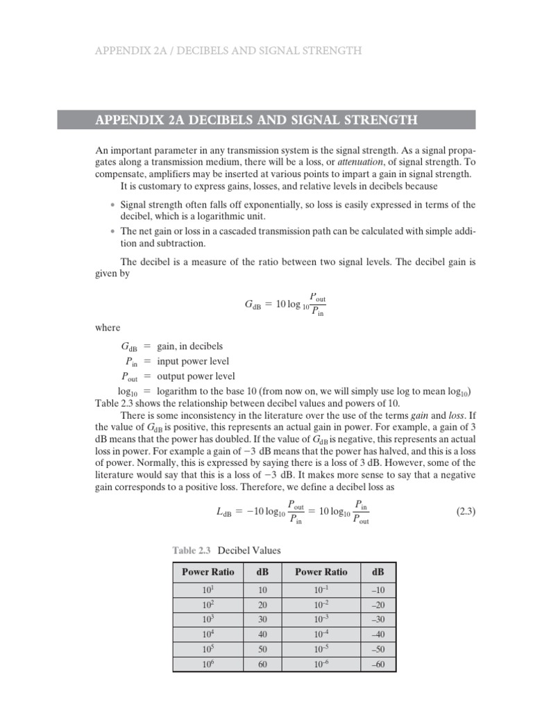 Appendix 2a - Decibels and Signal Strength | PDF | Decibel ...