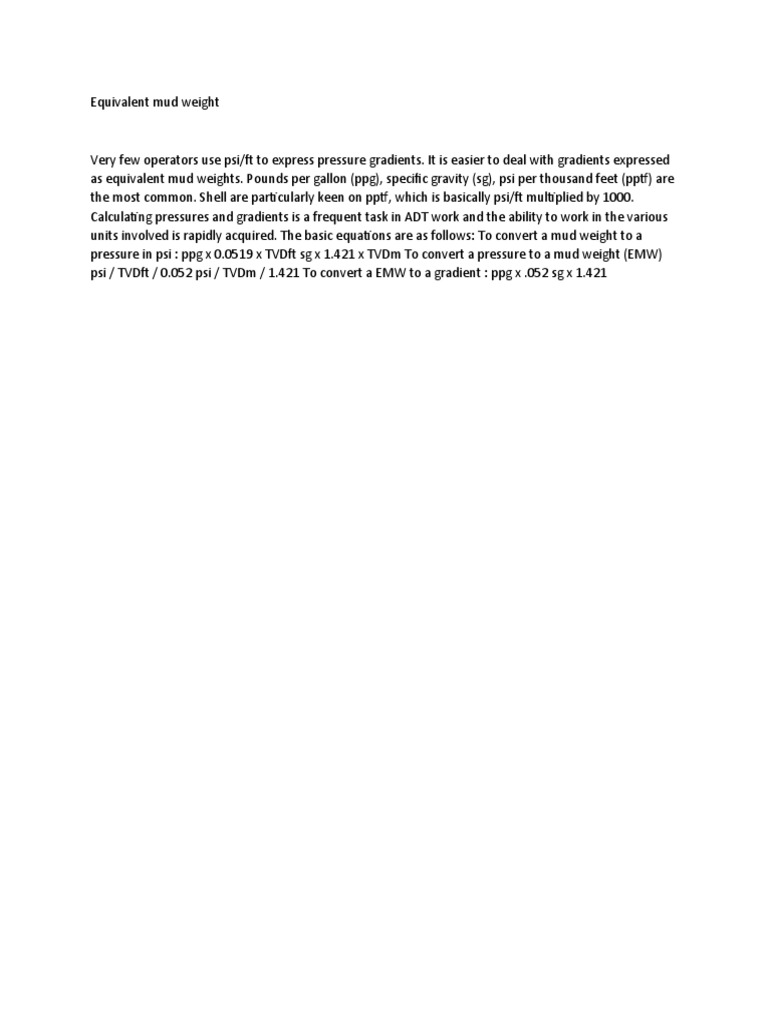 Understanding Equivalent Mud Weight | PDF