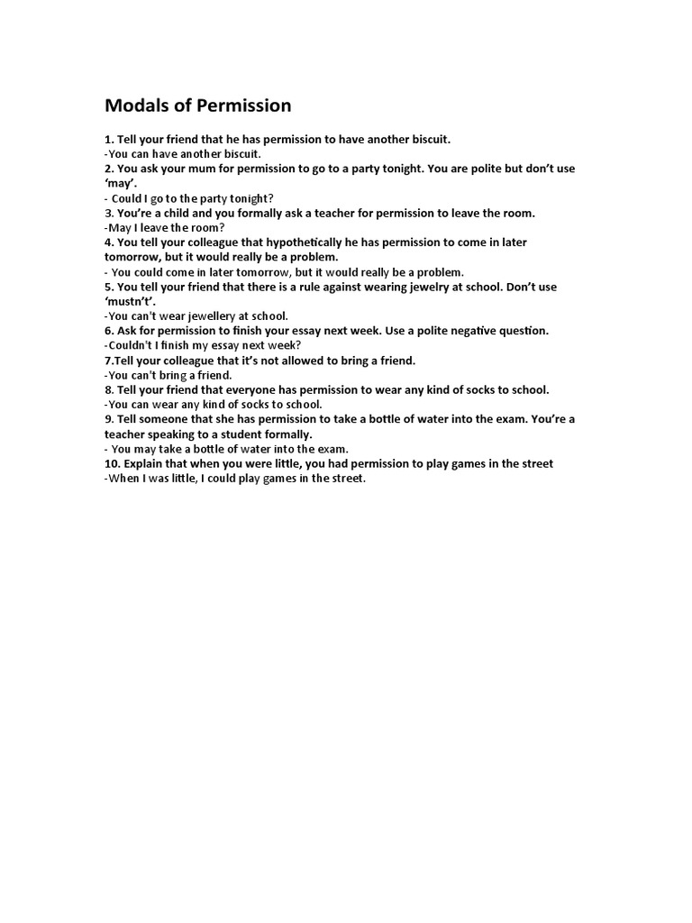 Modals of Permission | PDF
