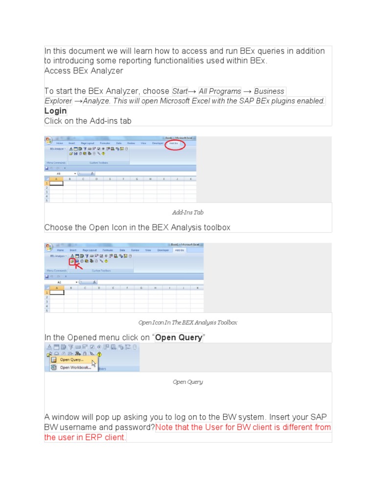 Login: Start All Programs Business Explorer Analyze. This Will Open ...
