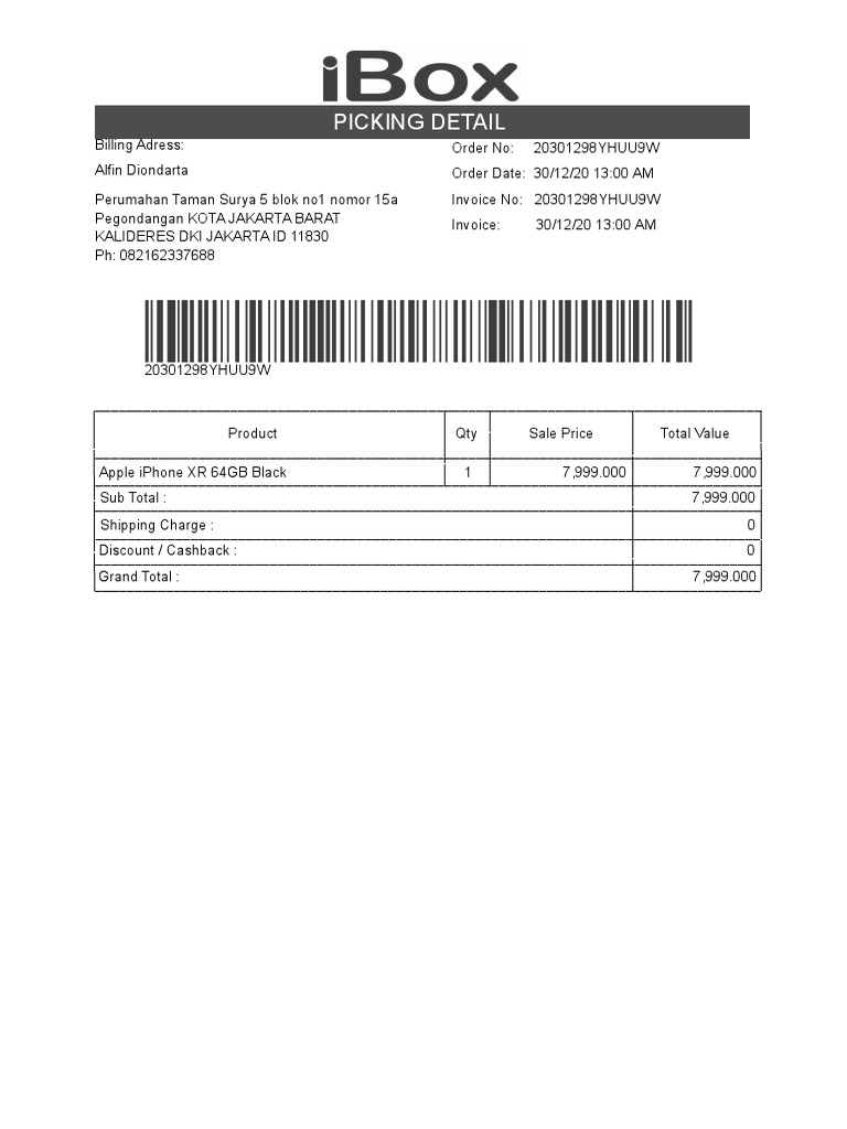 iPhone XR Purchase Invoice Details | PDF