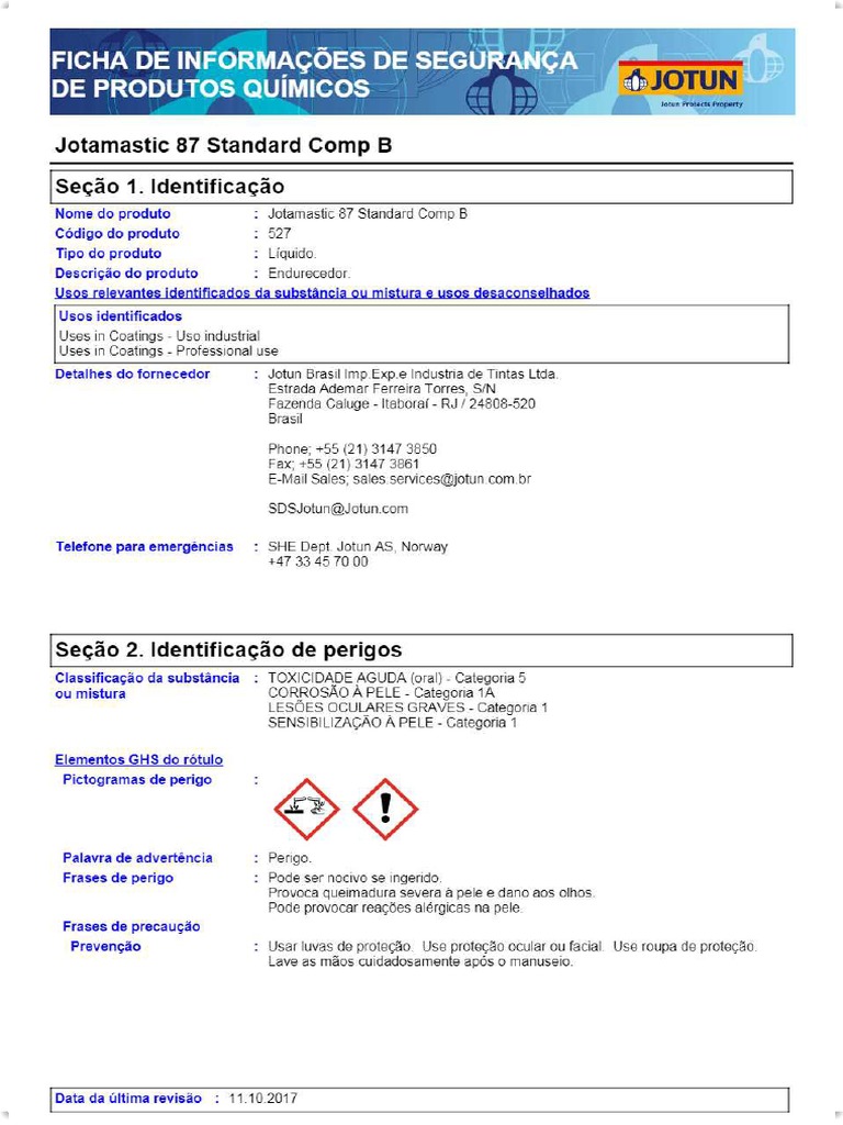 FISPQ - Jotamastic 87 Standard Comp B | PDF