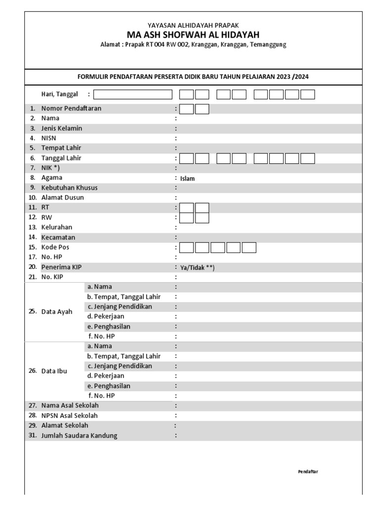 Formulir PPDB Versi Dapodikdas Sma | PDF