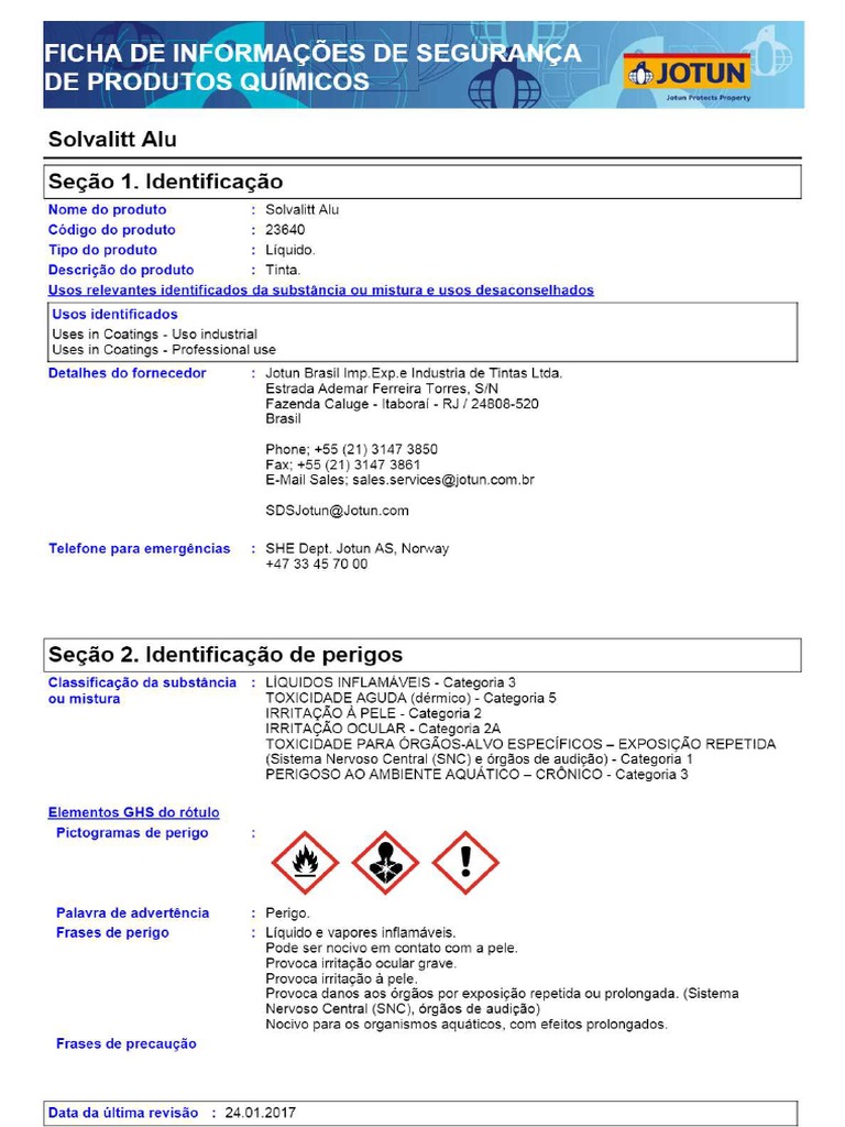 FISPQ - Solvalitt Alu | PDF