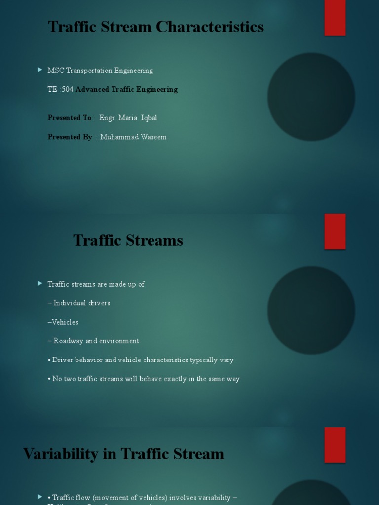 Traffic Stream Characteristics Overview | PDF | Traffic | Transport