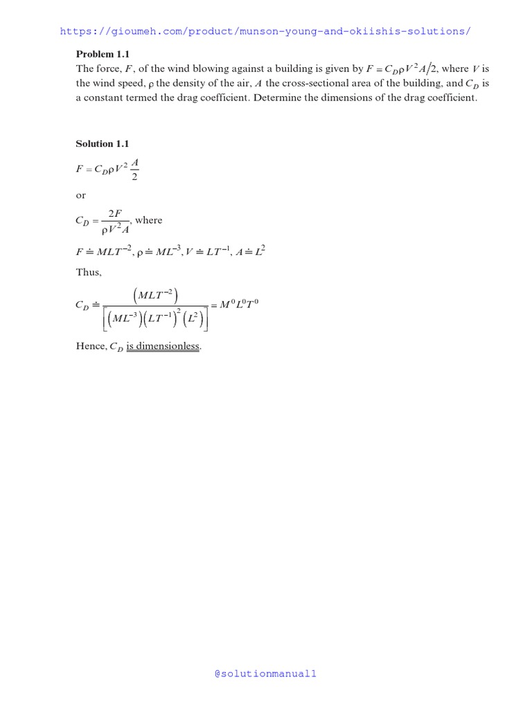 Fundamentals of Fluid Mechanics 8th Edition Solution Manual | PDF ...