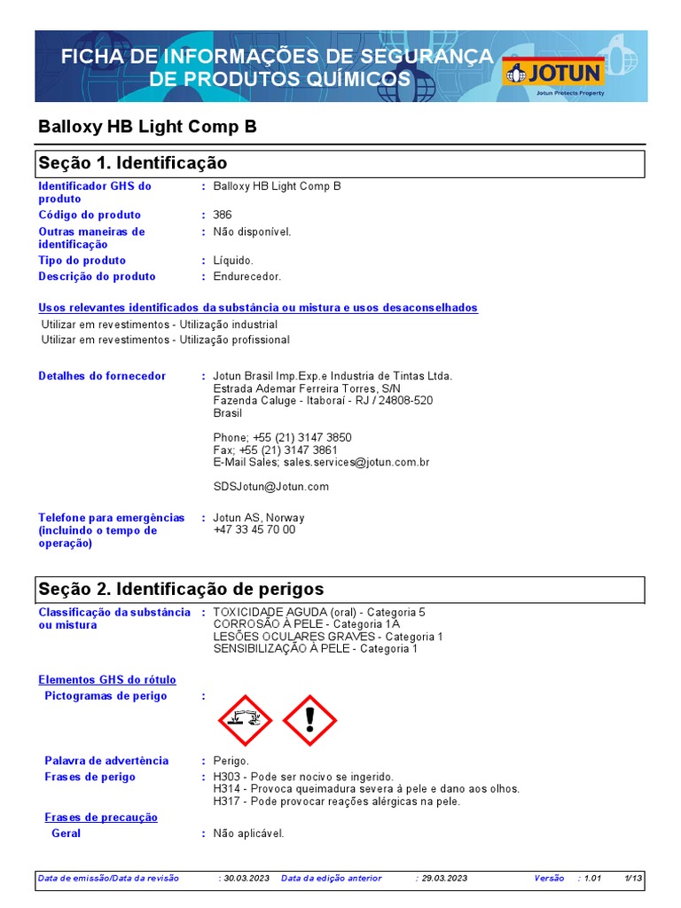 FISPQ - Balloxy HB Light Comp B | PDF