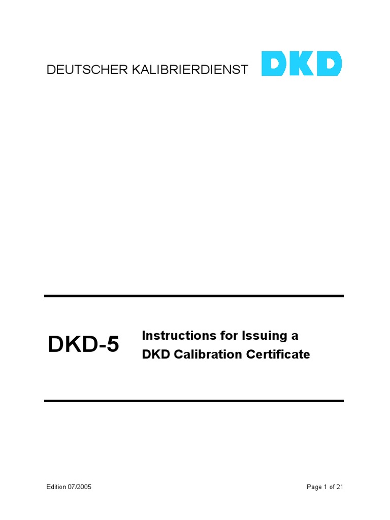 DKD 5 e | PDF | Calibration | Metrology