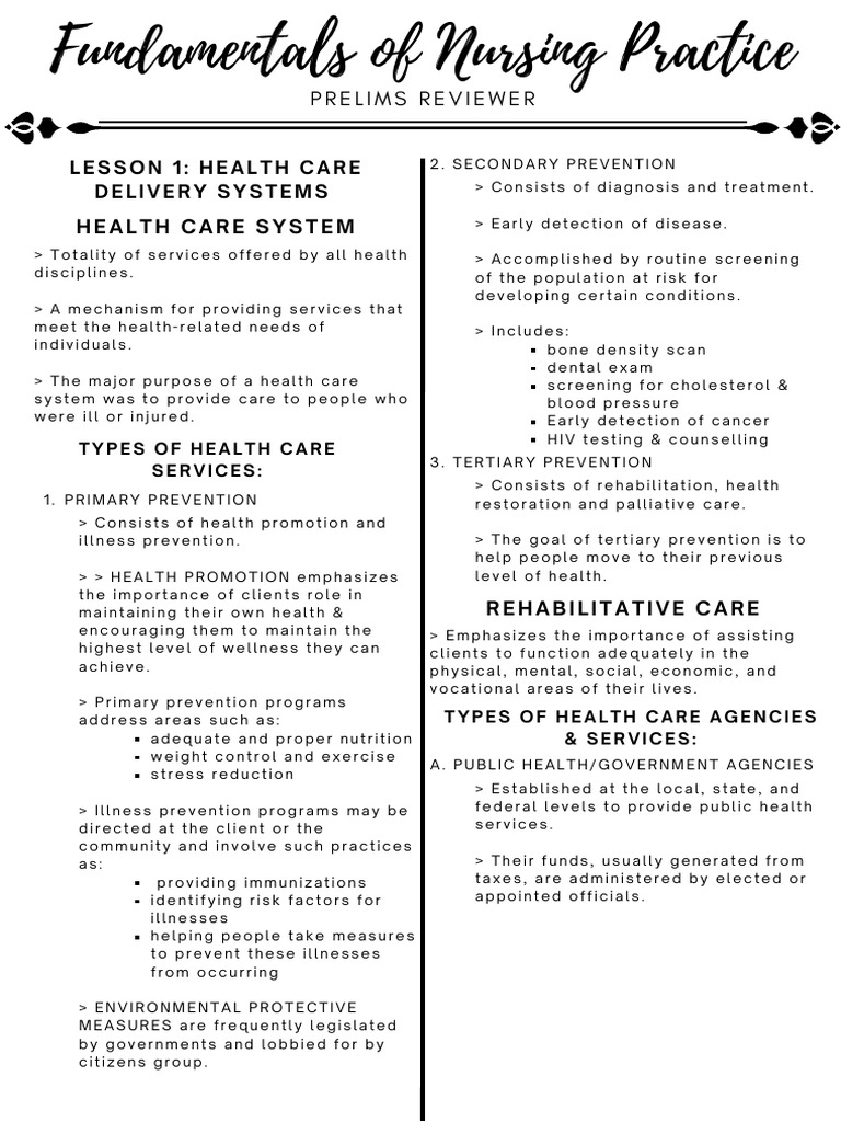 Prelim Funda Lec Transes Complete | PDF | Preventive Healthcare | Nursing