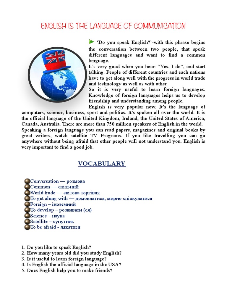 English: The Global Language of Communication | PDF