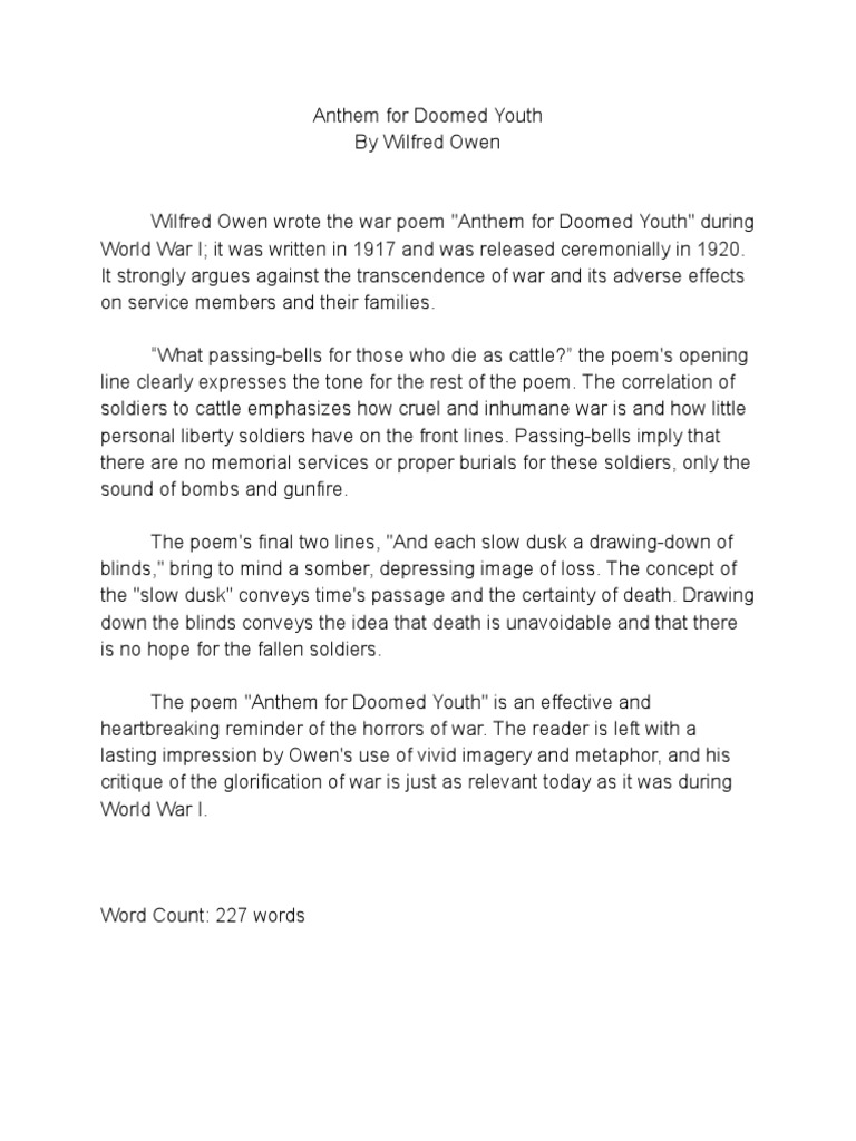 Anthem For Doomed Youth | PDF