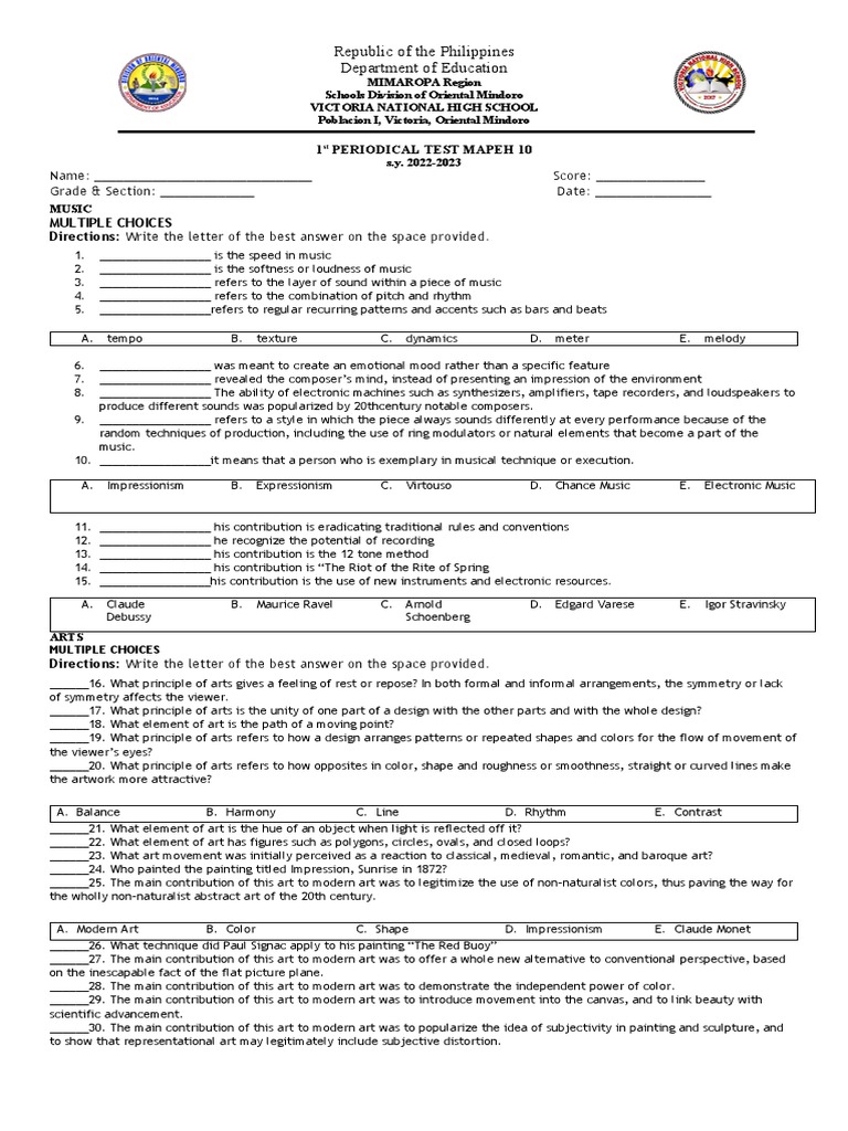 1st PERIODICAL TEST MAPEH 10 | PDF | Injury | Medicine