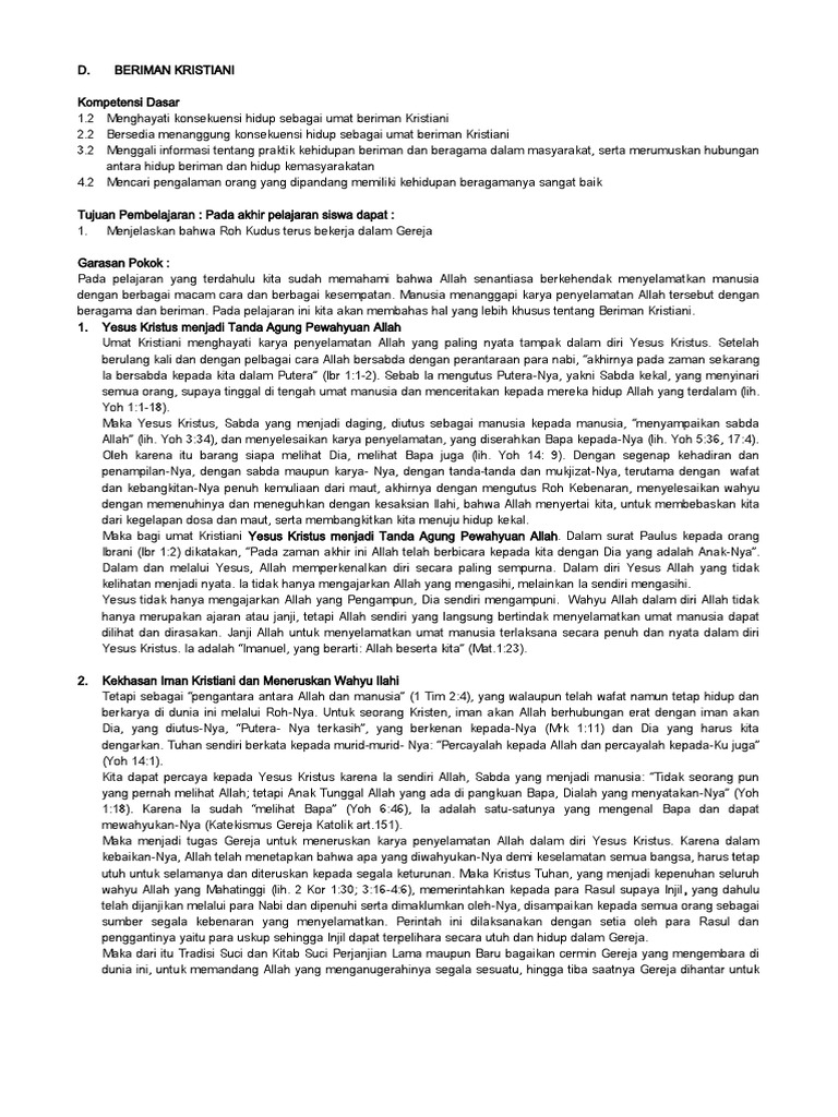 Materi KBM 4 PAKK Kls 9 Semester Ganjil 2022 (BERIMAN KRISTIANI ...