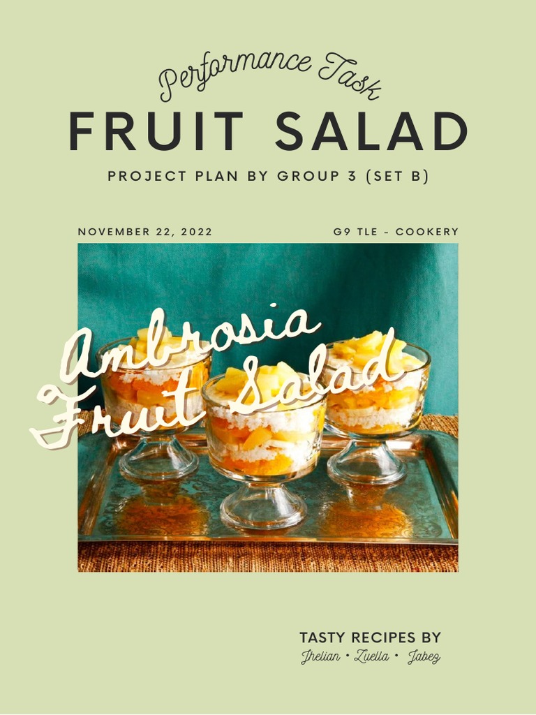 Ambrosia Fruit Salad - Project Plan | PDF | Salad | Tablespoon