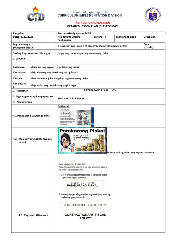 AP9 Q3 W3-Patakarang Piskal 3-20-223 | PDF
