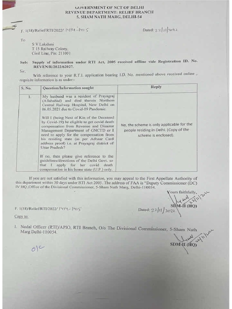 Reply To RTI Application | PDF