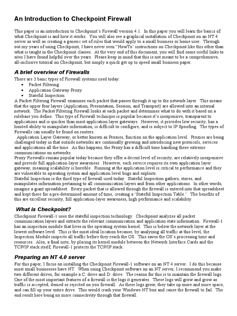 Checkpoint Firewall 4.1 Installation Guide | PDF | Ip Address ...