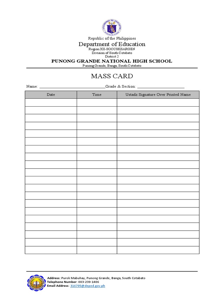 Mass Card | PDF