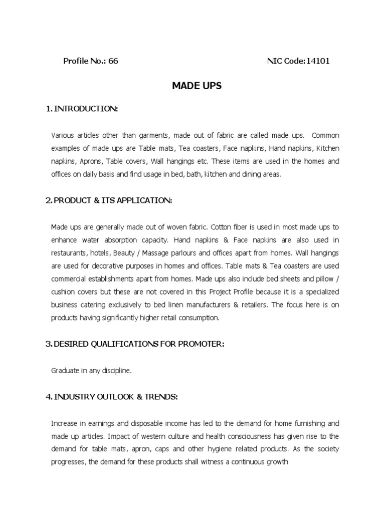 Made Ups | PDF | Textiles | Economies