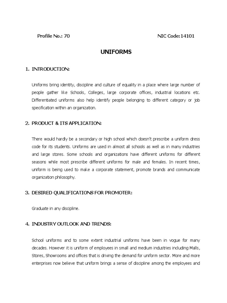 Uniforms | PDF | Textiles | Business Economics