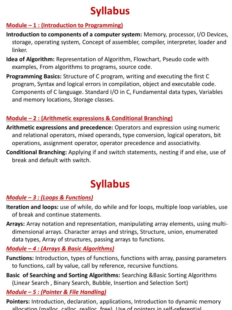 Syllabus and List of Important Programs | PDF | Computer Program | Programming