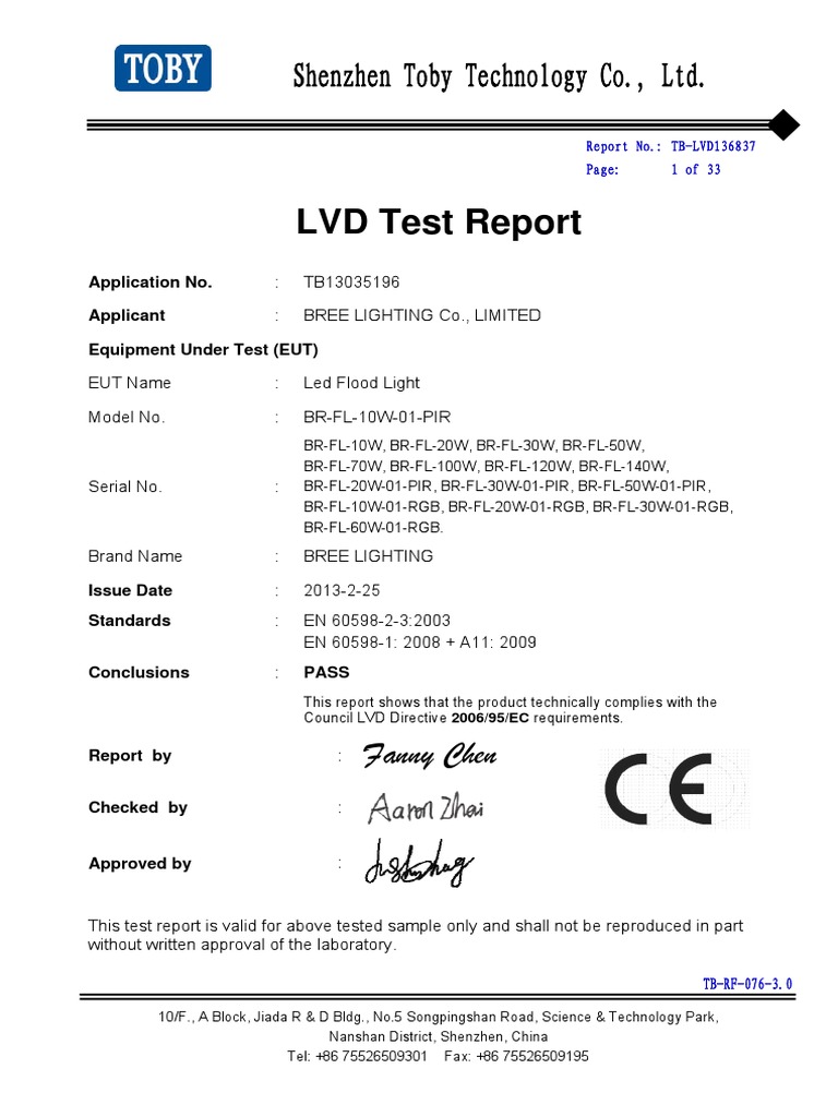 BR-FL-LVD Report | PDF | Electrical Connector | Switch