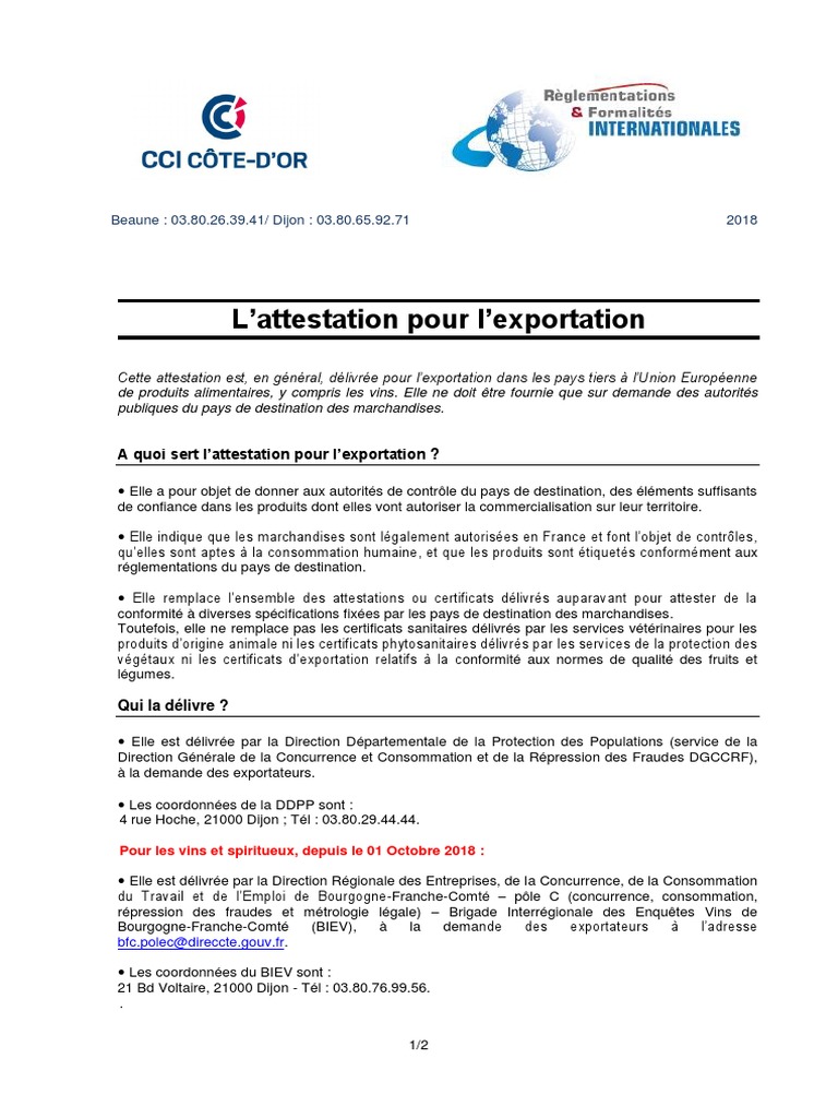 Fiche 20 Attestation Exportation | PDF