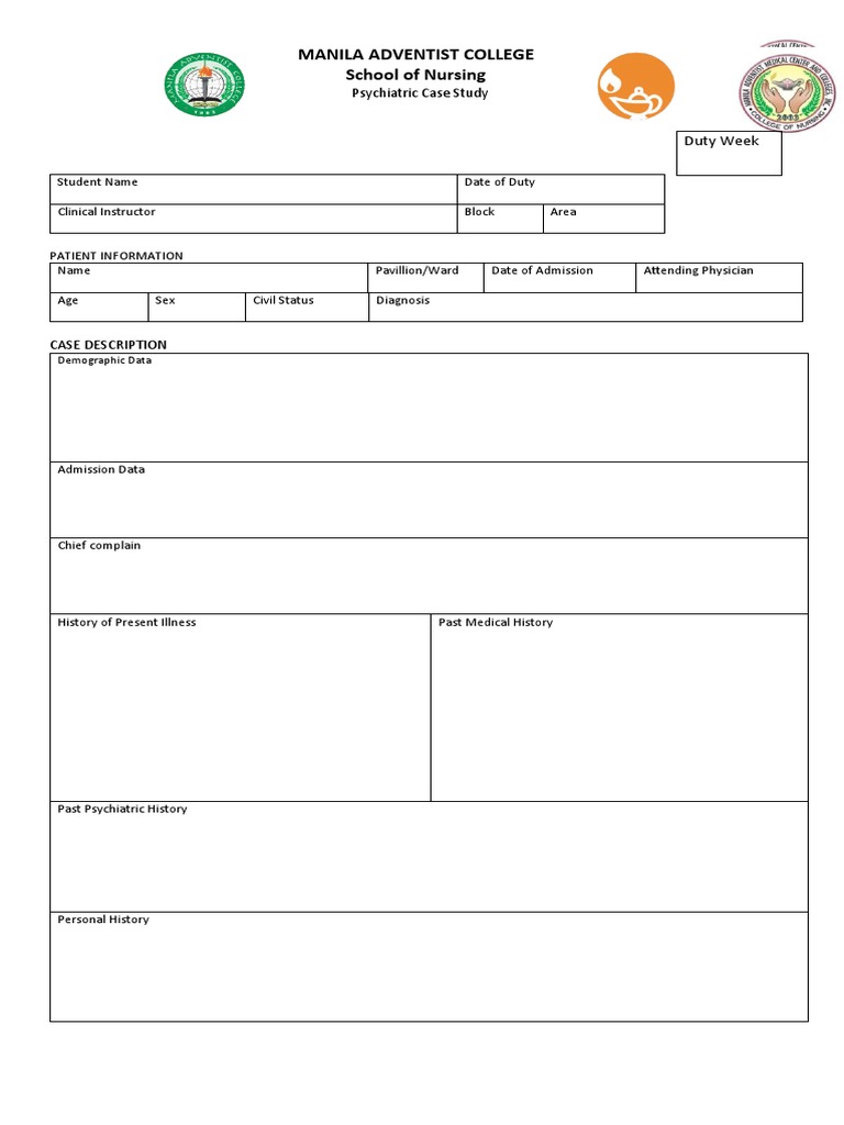 Case Study Psyche Form 2023 | PDF | Nursing | Psychiatry