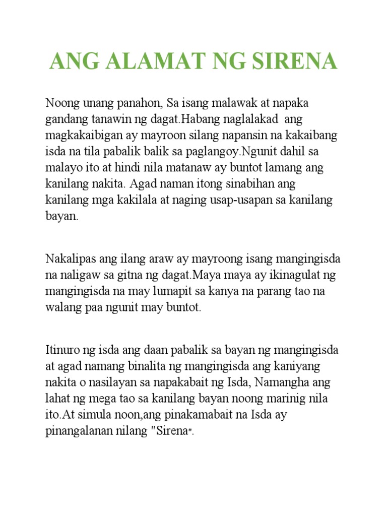 Ang Alamat NG Sirena | PDF