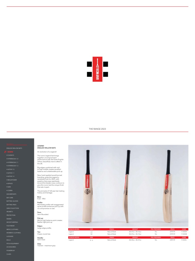 Gray Nicholls Brochure 2023 | PDF | Summer Sports | Team Sports