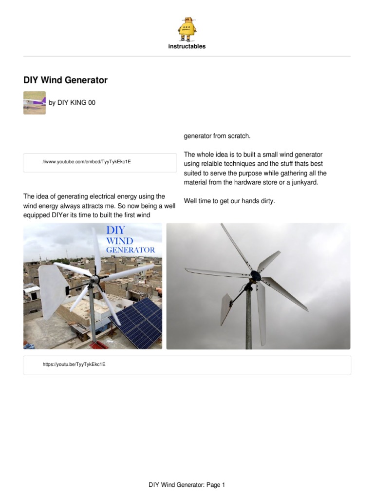 DIY Wind Generator: Instructables | PDF | Electric Motor | Electric Generator