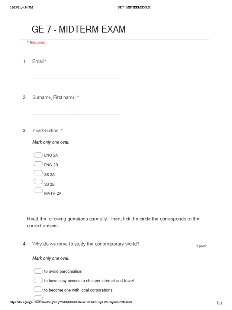 Ge 7 - Midterm Exam: 1. Email | PDF | Trade | Protectionism