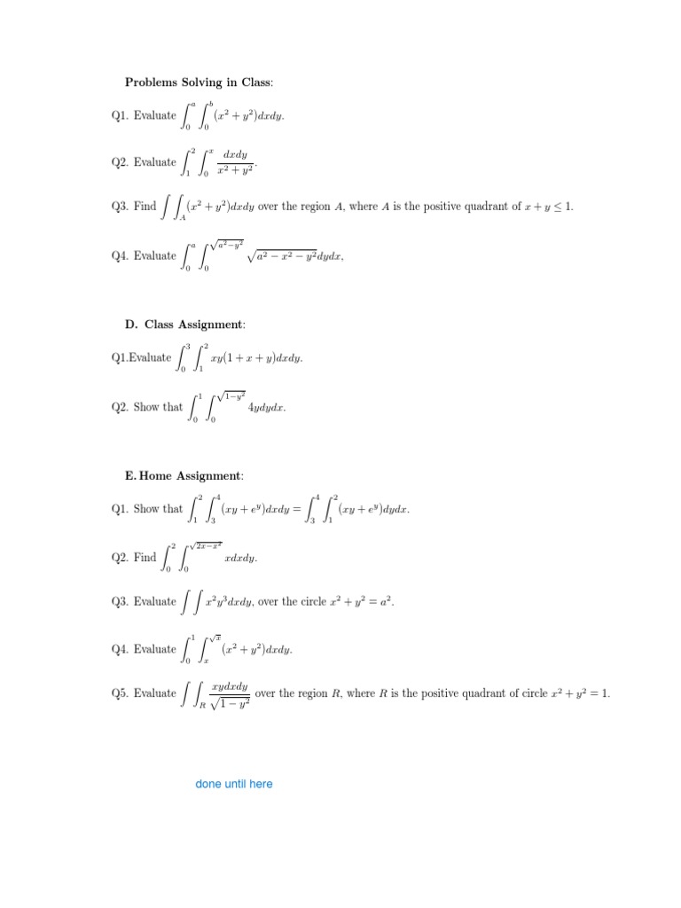 Tutorial Sheet of Unit-3 (Volume Integral) | PDF | Area | Sphere