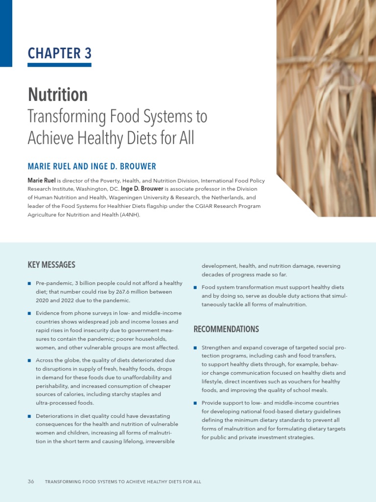 Nutrition: Transforming Food Systems To Achieve Healthy Diets For All ...