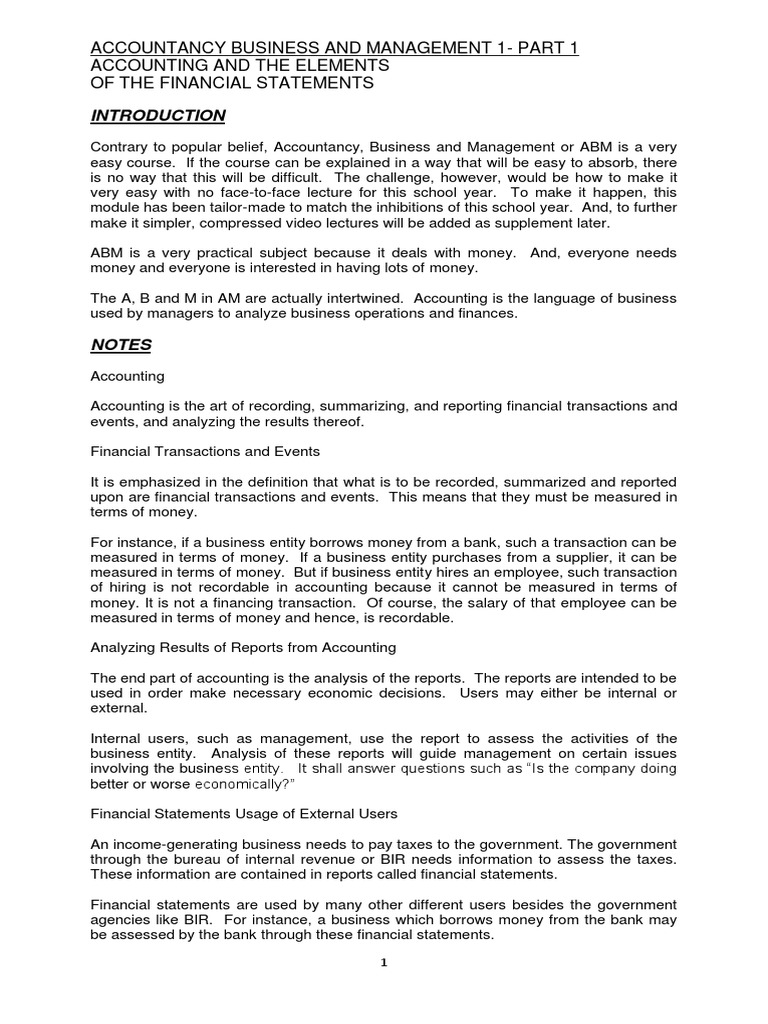 Abm 1 - Module Part 1 | PDF | Balance Sheet | Equity (Finance)