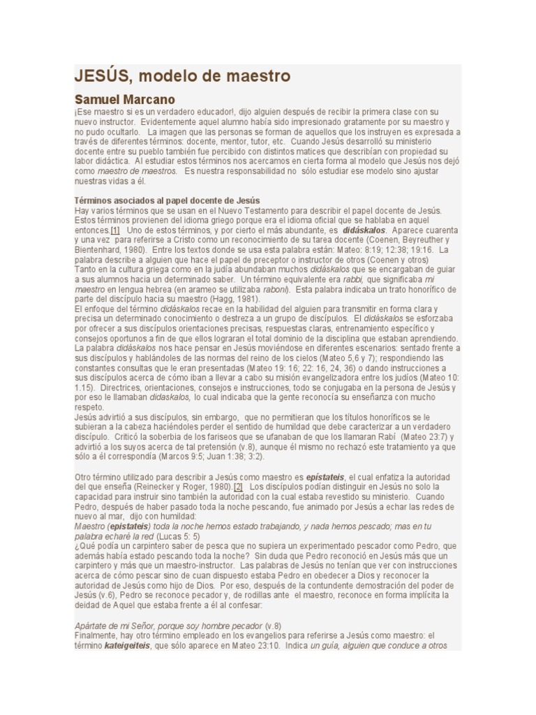 Jesús: El Maestro de Maestros | PDF | Jesús | Evangelio de Mateo