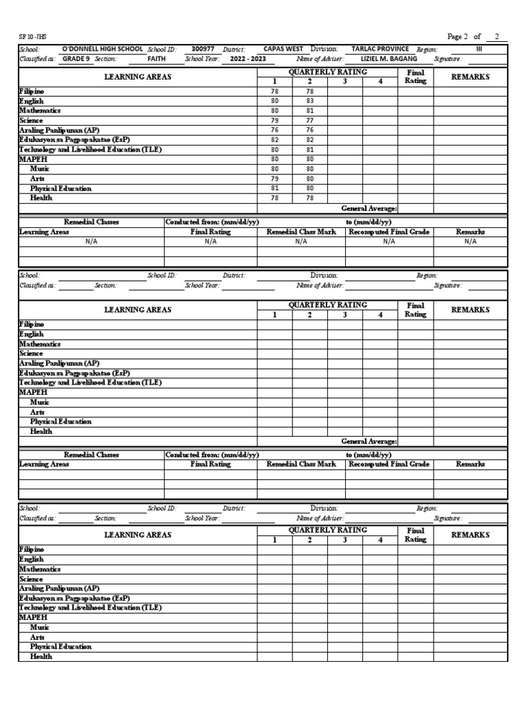 SF10 2022 2023 New | PDF | Physical Education | Science