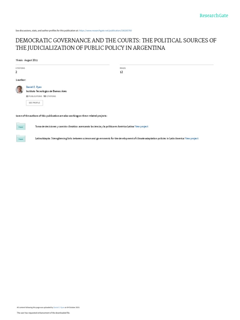 Democratic Governance and The Courts: The Political Sources of The ...