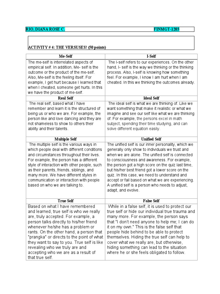 Activity 4 and 5 - Uts | PDF | Self | Experience