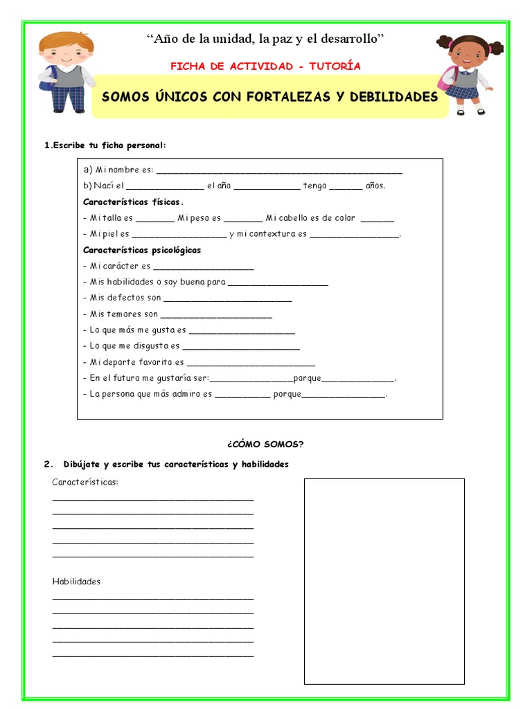 14 Ficha Tut-Somos Únicos Con Fortalezas y Debilidades | PDF