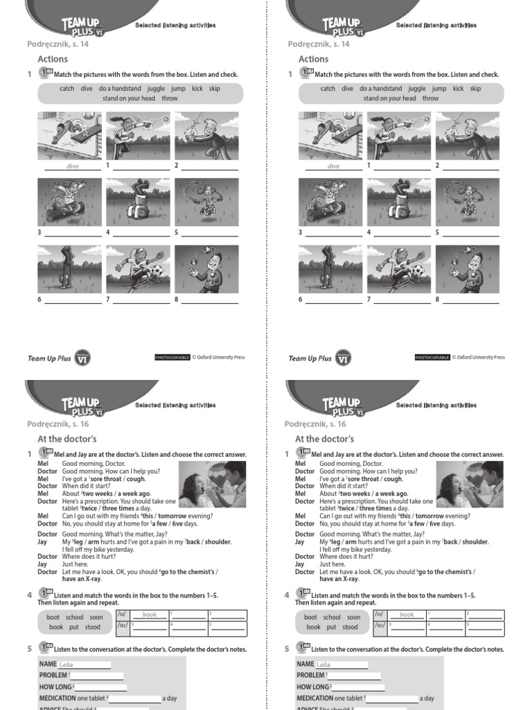 Team Up Plus Dla Klasy VI Zadania Na Rozumienie Ze Sluchu Do Materialow Cwiczeniowych | PDF ...