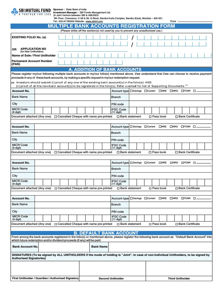 Register Multiple Bank Accounts Form | PDF Register Multiple Bank Accounts Form | PDF