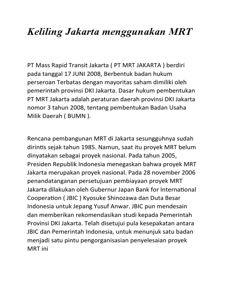 JALUR MRT | PDF